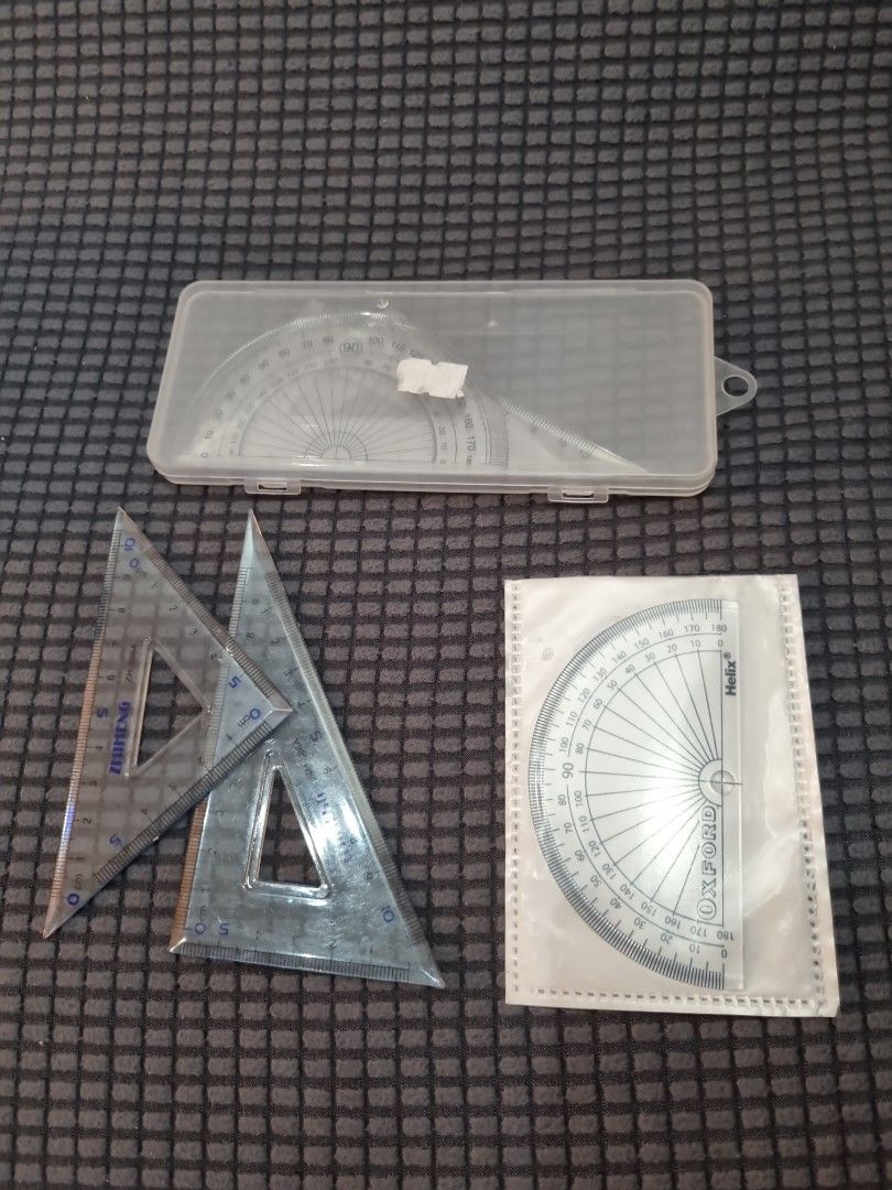 protractor, set square and curve ruler, Hobbies & Toys, Stationery ...