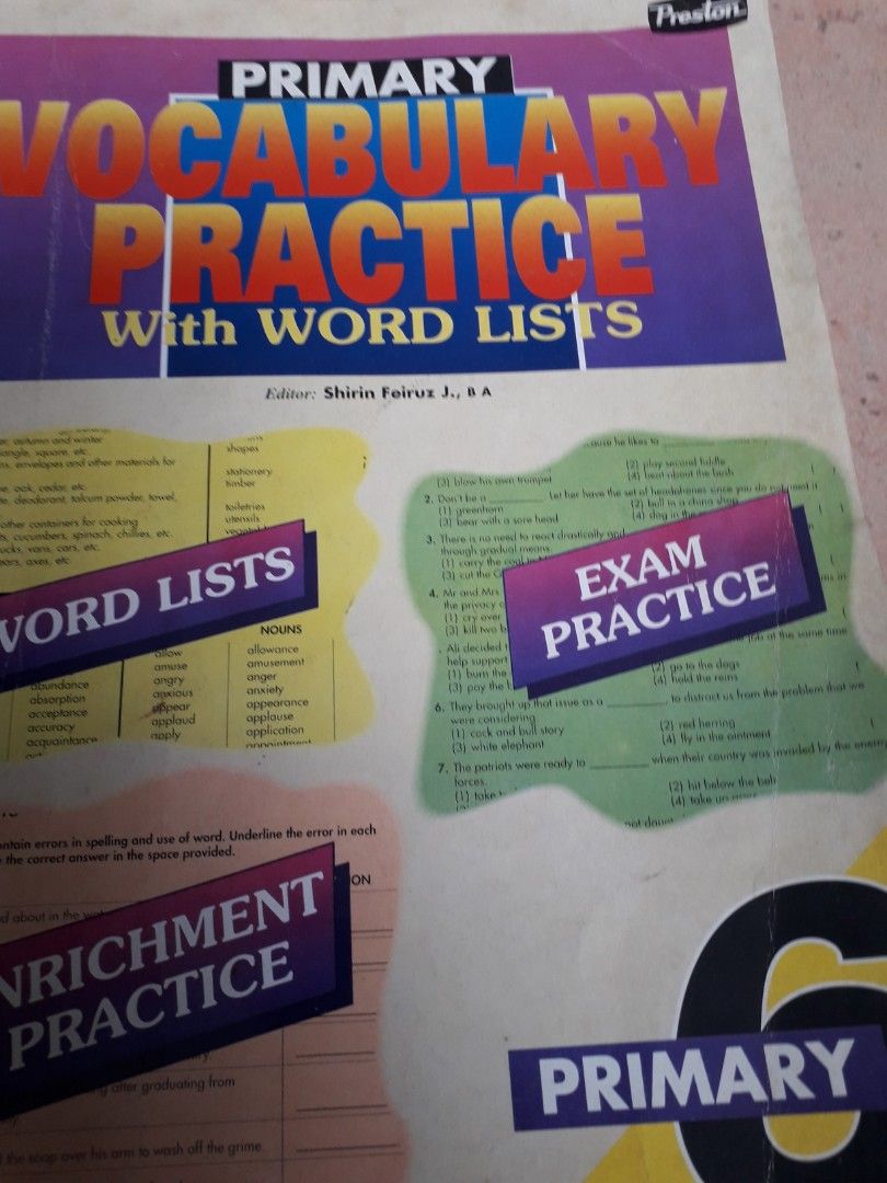 PSLE Vocabulary English Checklist and Student Companion, Hobbies & Toys ...