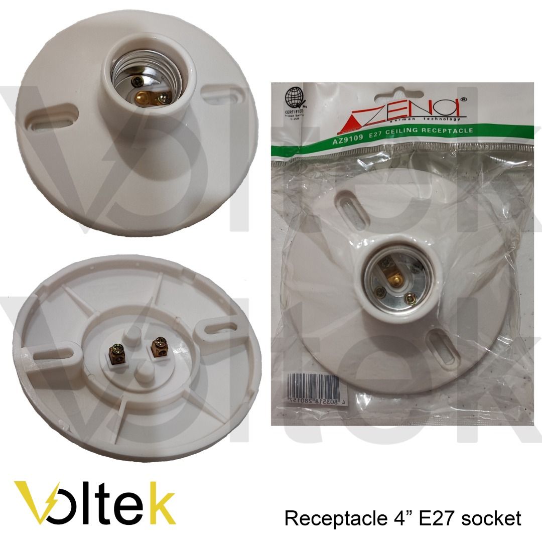Receptacle for ceiling Weatherproof socket E27 with 2 wires Square ...