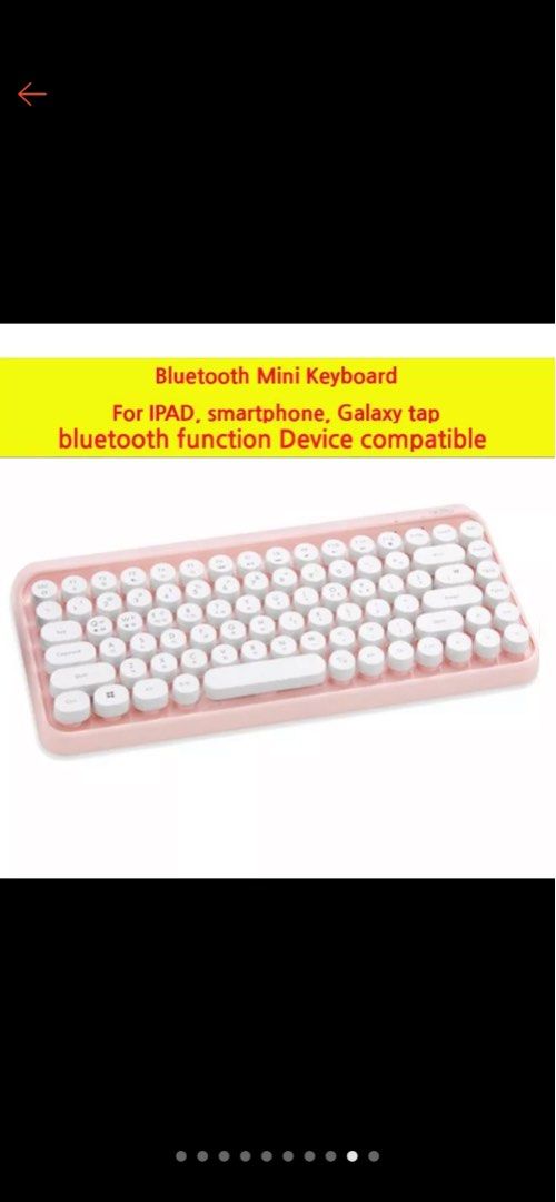 Retro Mini Wireless Keyboard Bluetooth Keyboard 86key Korean English Layout Pink Computers
