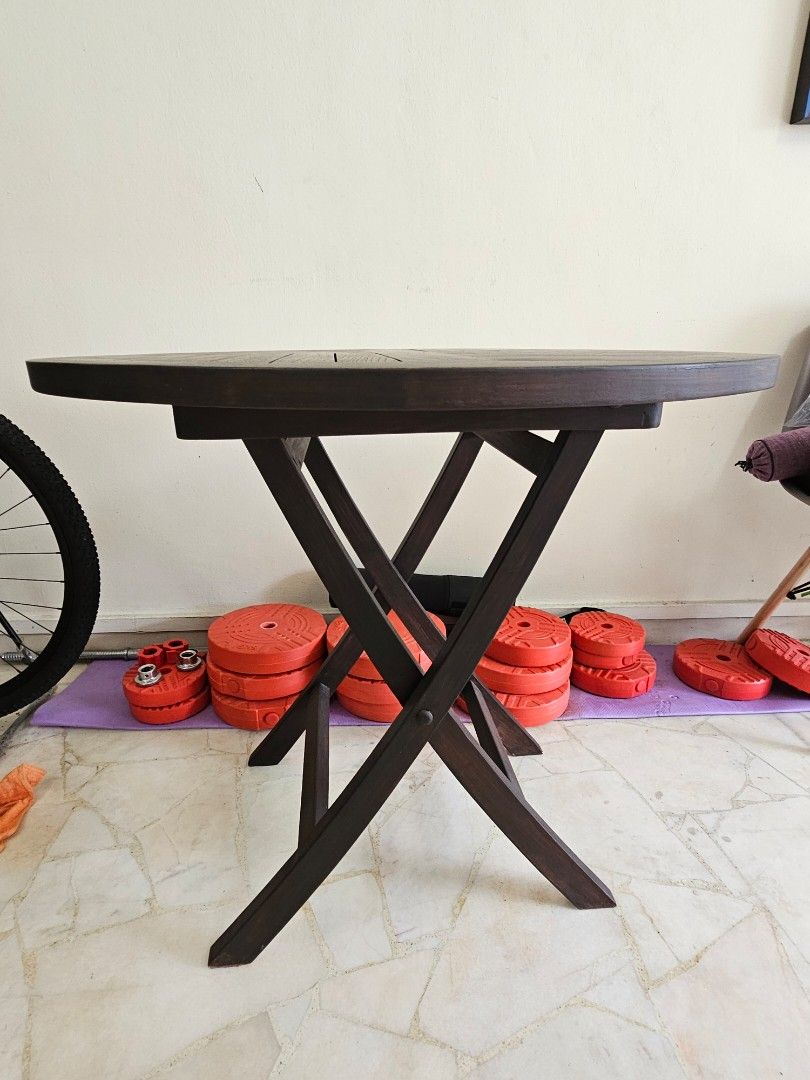 SCANTEAK STYLE PATIO GARDEN TEAK ROUND TABLE FOC FREE 1 PC MINI TEAK ...