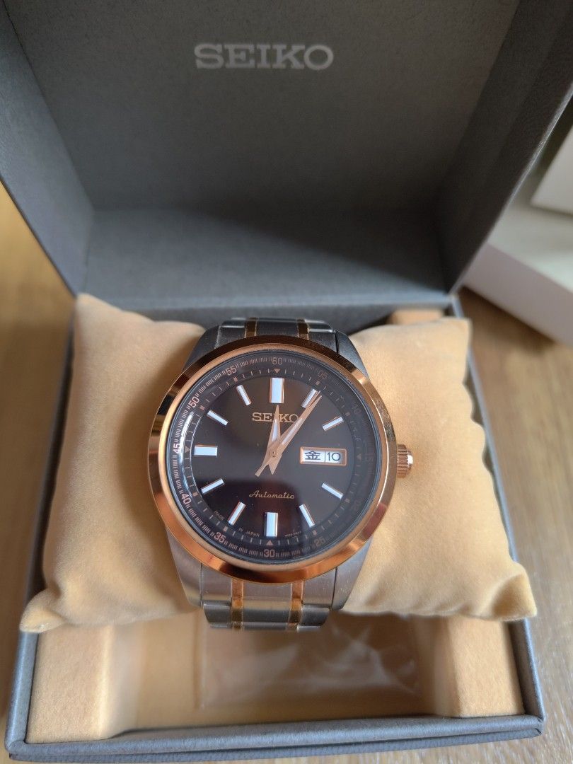 Seiko Automatic Watch Rose Gold with Japanese Day Date, Men's Fashion ...