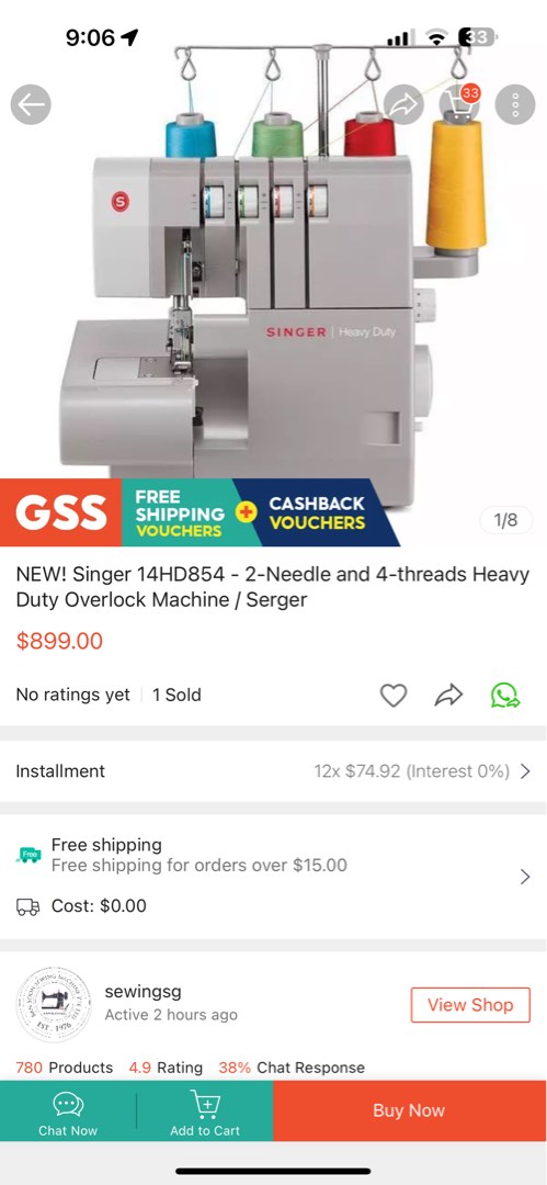 Singer 14HD854 Heavy Duty Overlock Machine / Serger, TV & Home ...