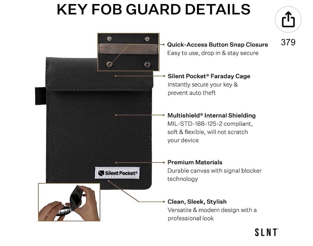 Signal Blocking Key Fob Sleeve SLNT Faraday Key Fob Case - Blocks All ...