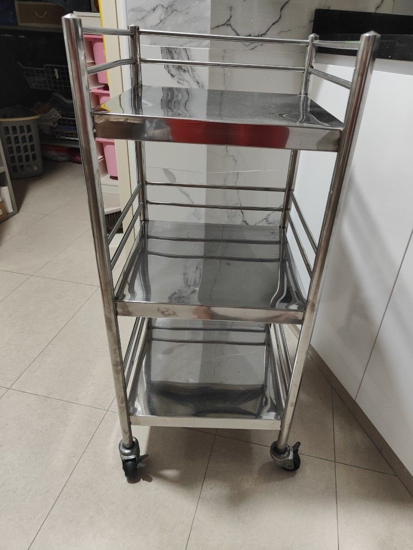 Stainless steel trolley rack, Furniture & Home Living, Furniture ...