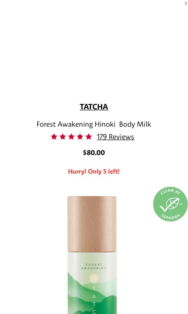 RTP $80 Tatcha Forest Awakening Hinoki Body Milk, Beauty & Personal ...