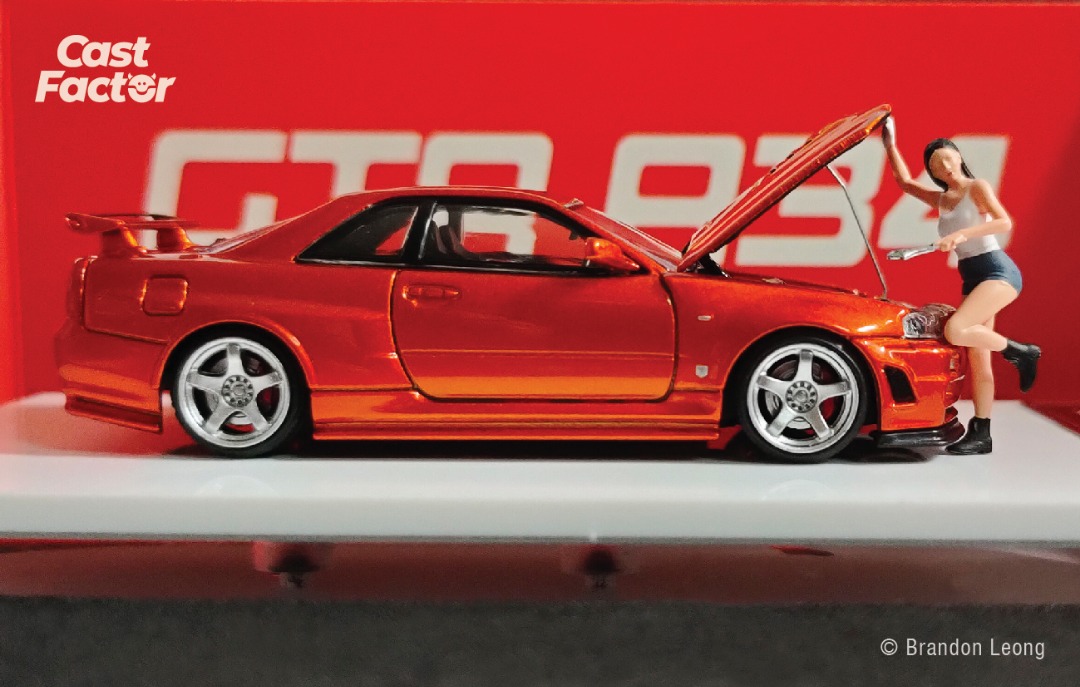 Time Micro 1:64 Nissan Skyline R34 Orange with Opening Hood, Engine ...