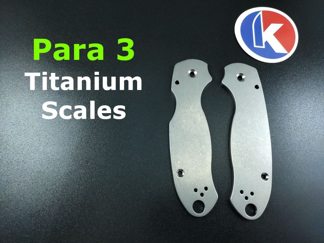 Titanium Scales for Spyderco Para 3 Knife - Stonewash Finish, Furniture ...