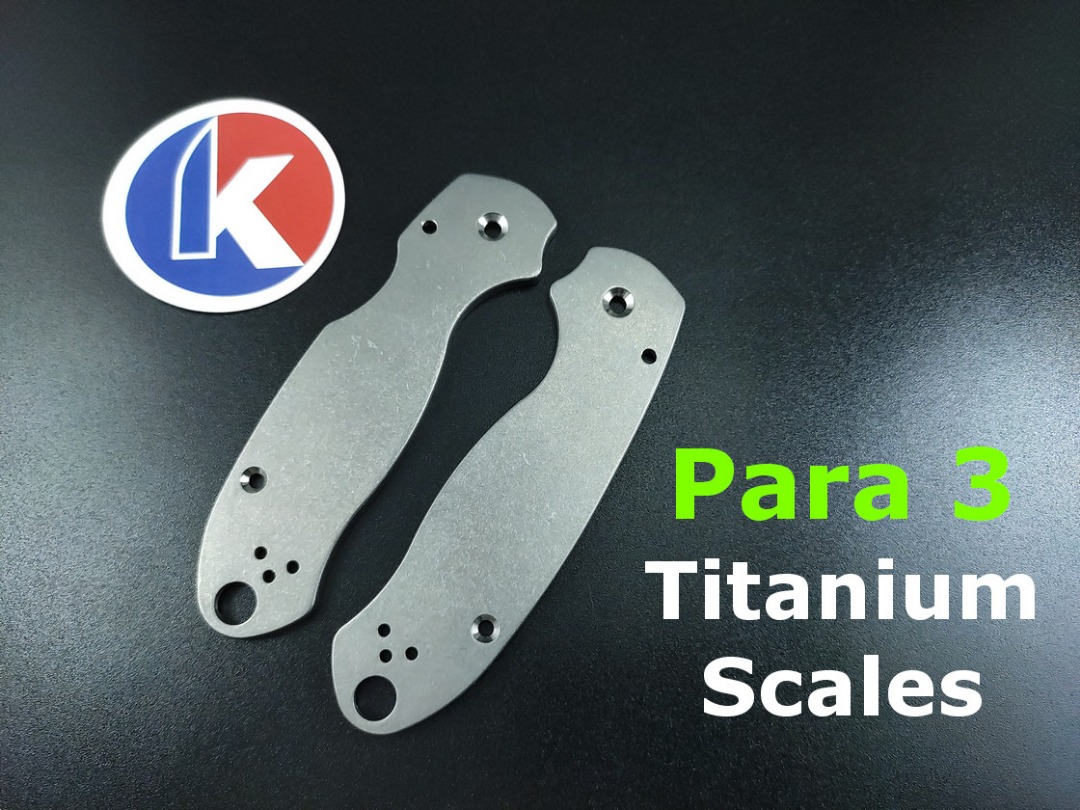 Titanium Scales for Spyderco Para 3 Knife - Stonewash Finish, Furniture ...