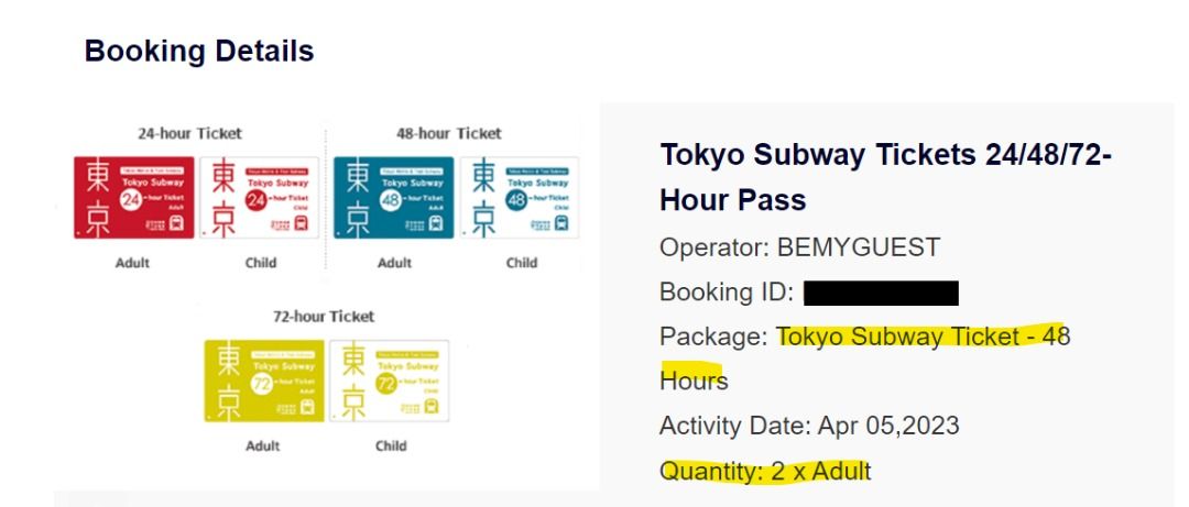Tokyo Subway 48 Hour pass for 2 adults, Tickets & Vouchers, Flights ...