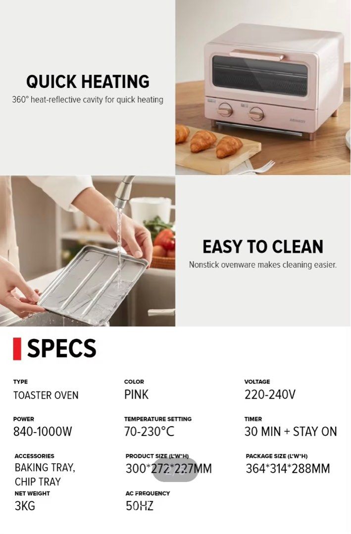 Toshiba Mini Oven pink, Furniture & Home Living, Kitchenware ...