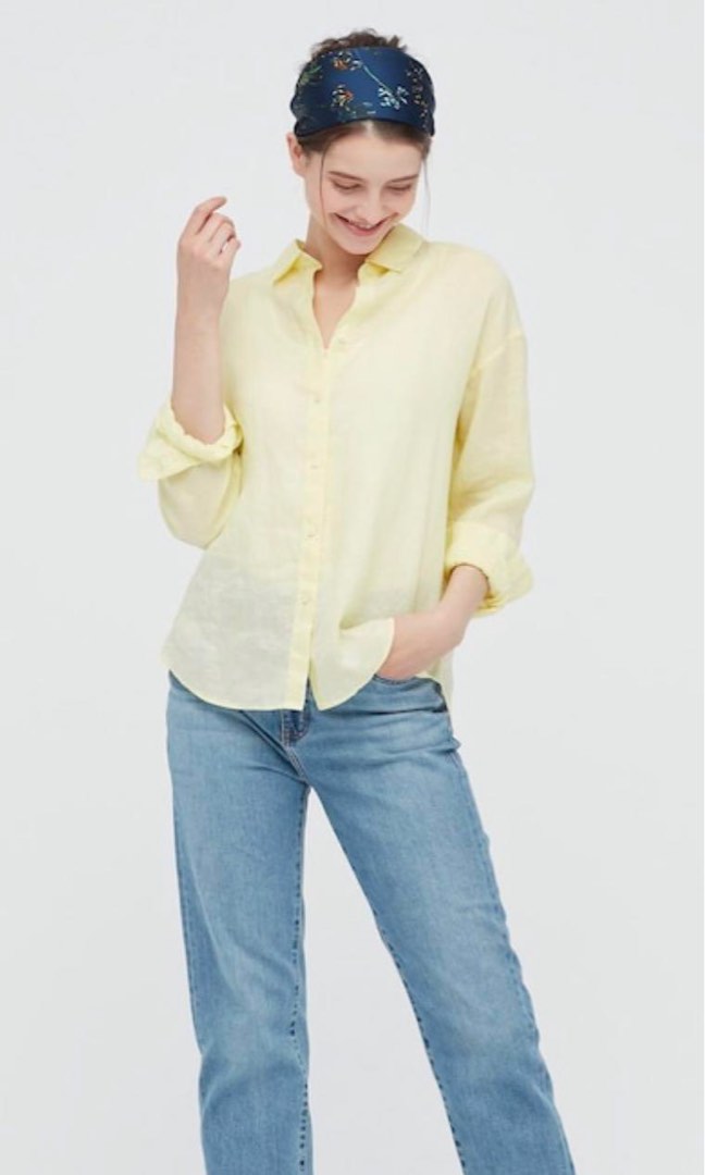UNIQLO lInen longsleeve, Women's Fashion, Tops, Longsleeves on Carousell