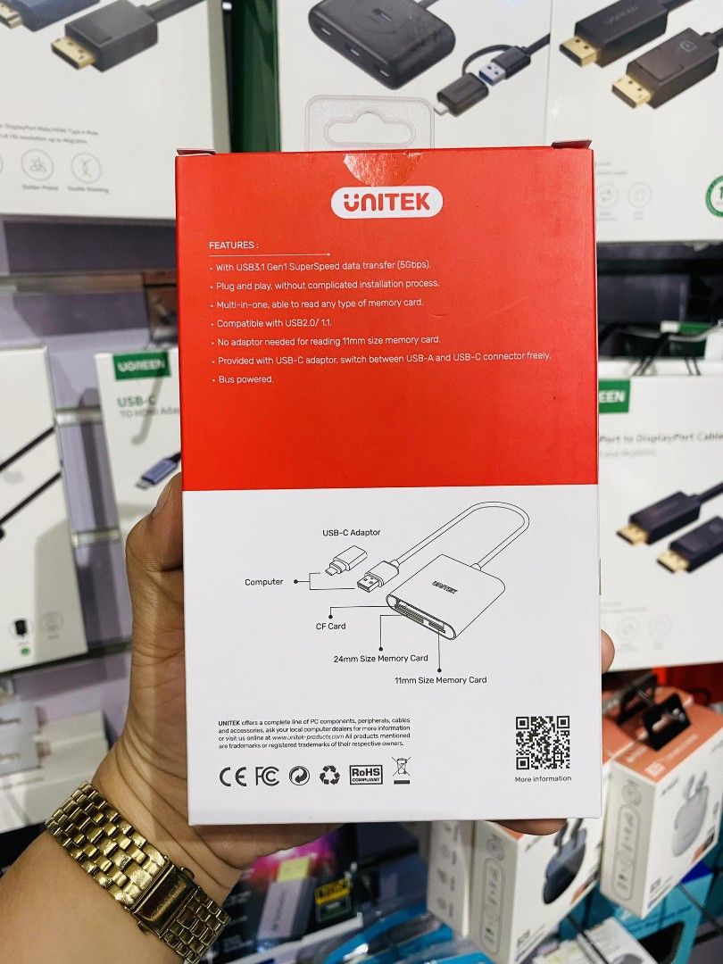 Unitek USB-A to CF Card SDCard MicroSD Card Reader With USB-C Adaptor Y ...