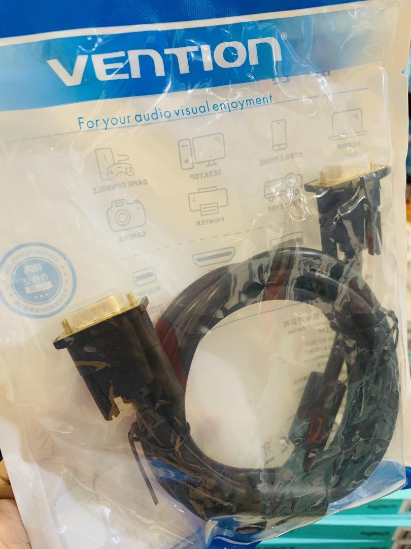 Vention 1.5M VGA Male to Male Cable (3+6) With Ferrite Cores Black ...