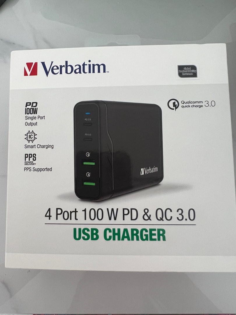 Verbatim 4 port 100 W PD &QC 3.0 USB charger, Computers & Tech, Parts ...