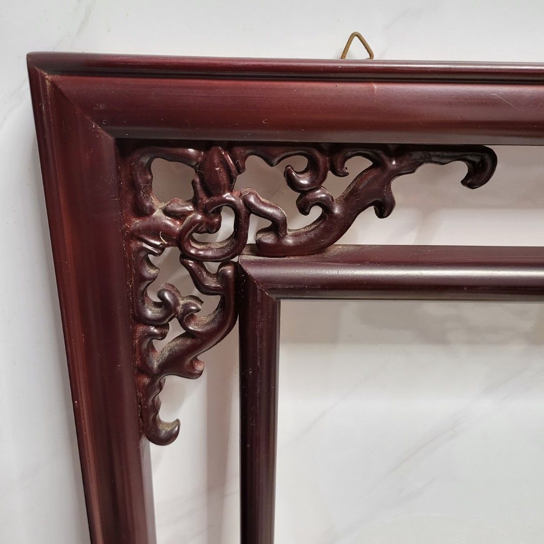 Vintage Chinese wood frame, with hanging hooks. Can be used for photos ...