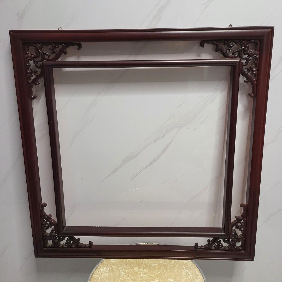 Vintage Chinese wood frame, with hanging hooks. Can be used for photos ...