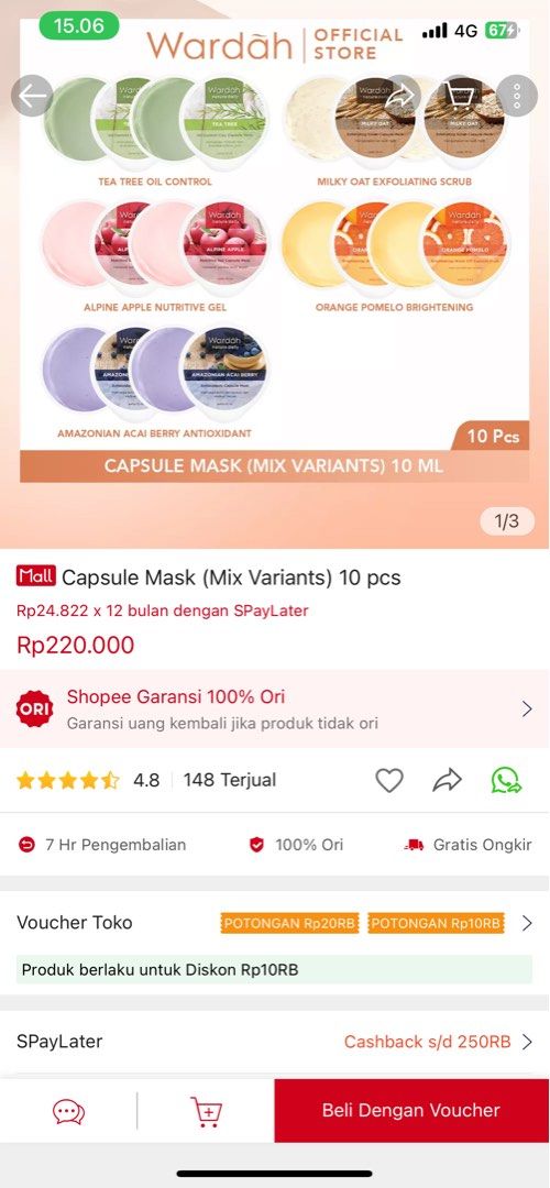 Wardah Capsule Mask, Kesehatan & Kecantikan, Kulit, Sabun & Tubuh di ...