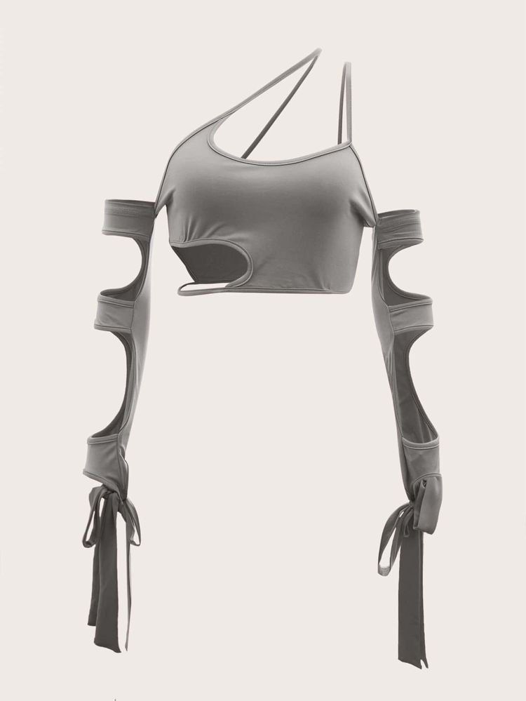 y2k acubi gray top | asymmetrical top aesthetic, Women's Fashion, Tops ...