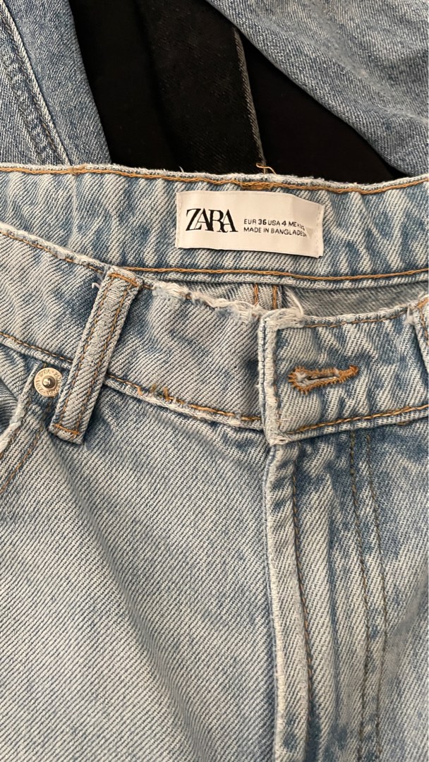 Zara wide leg light washed denim jeans on Carousell