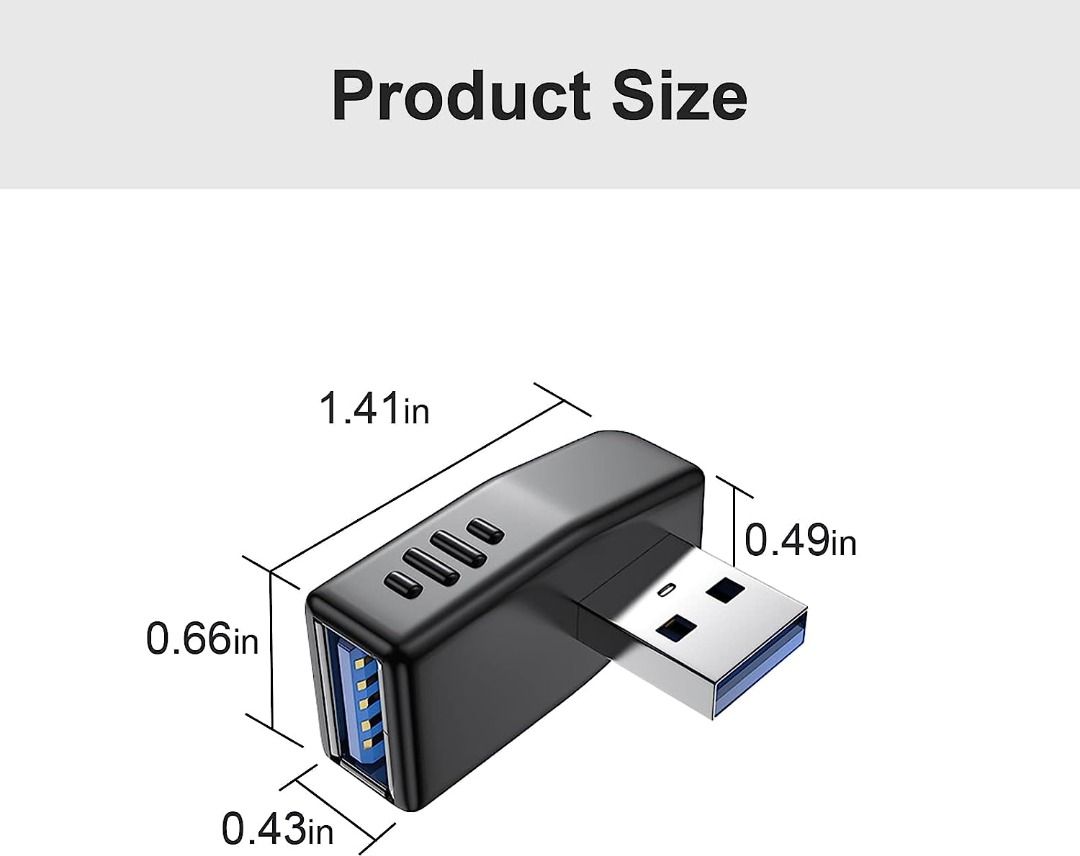 [2 Pack ] USB 3.0 90 Degree Male to Female Adapter Left Angle Right ...