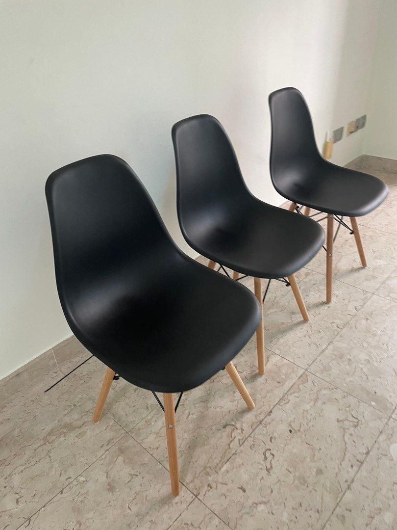 3 dining Eames look alike dining chairs, Furniture & Home Living ...