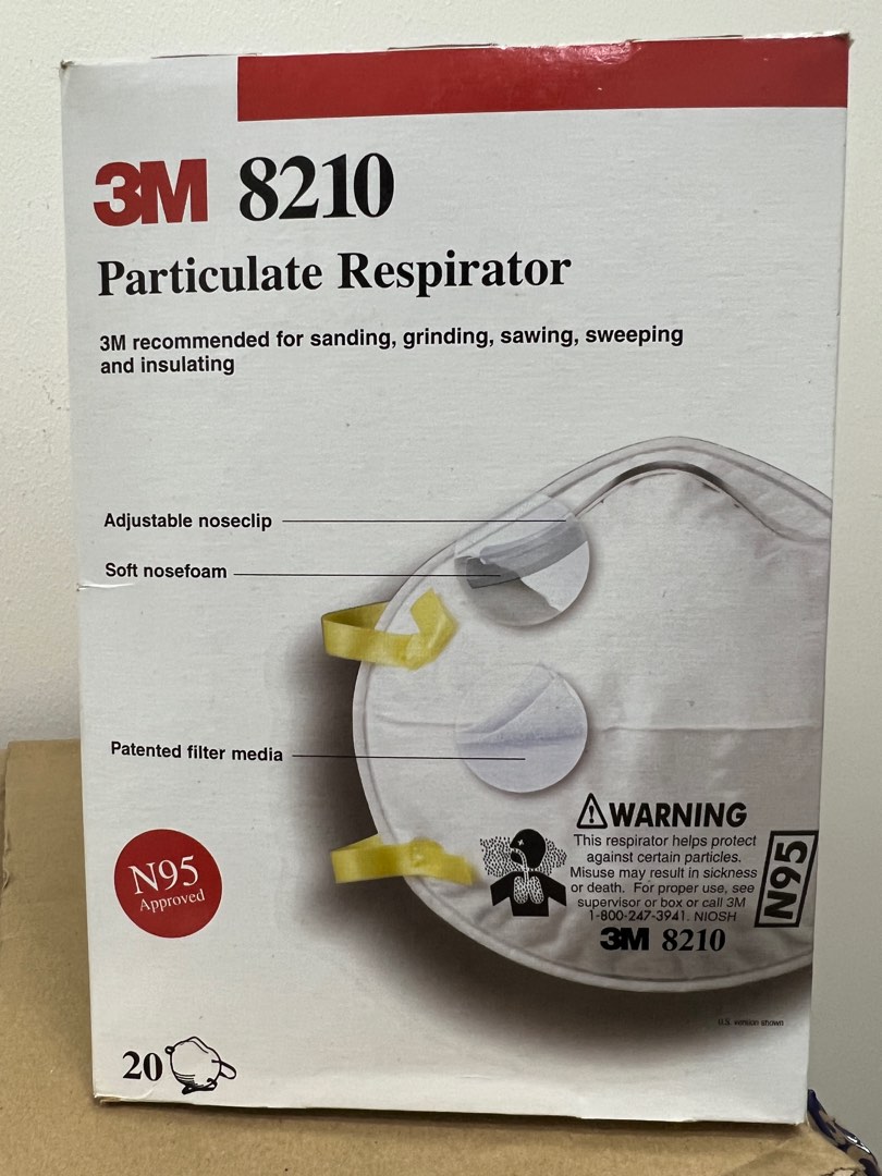 3M 8210 Particulate Respirator N95, Health & Nutrition, Face Masks ...