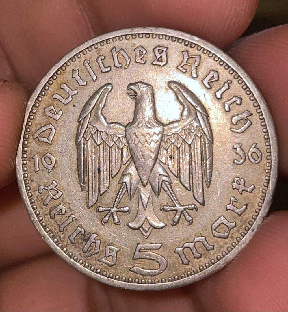 5 mark nazi Germany silver coin currency collector old antique, Hobbies ...