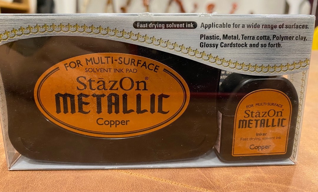 日本製油性金屬印台 / 銅色 / Tsukineko StazOn metallic / 印泥, 書籍、休閒與玩具, 文具、藝術、手工藝 ...