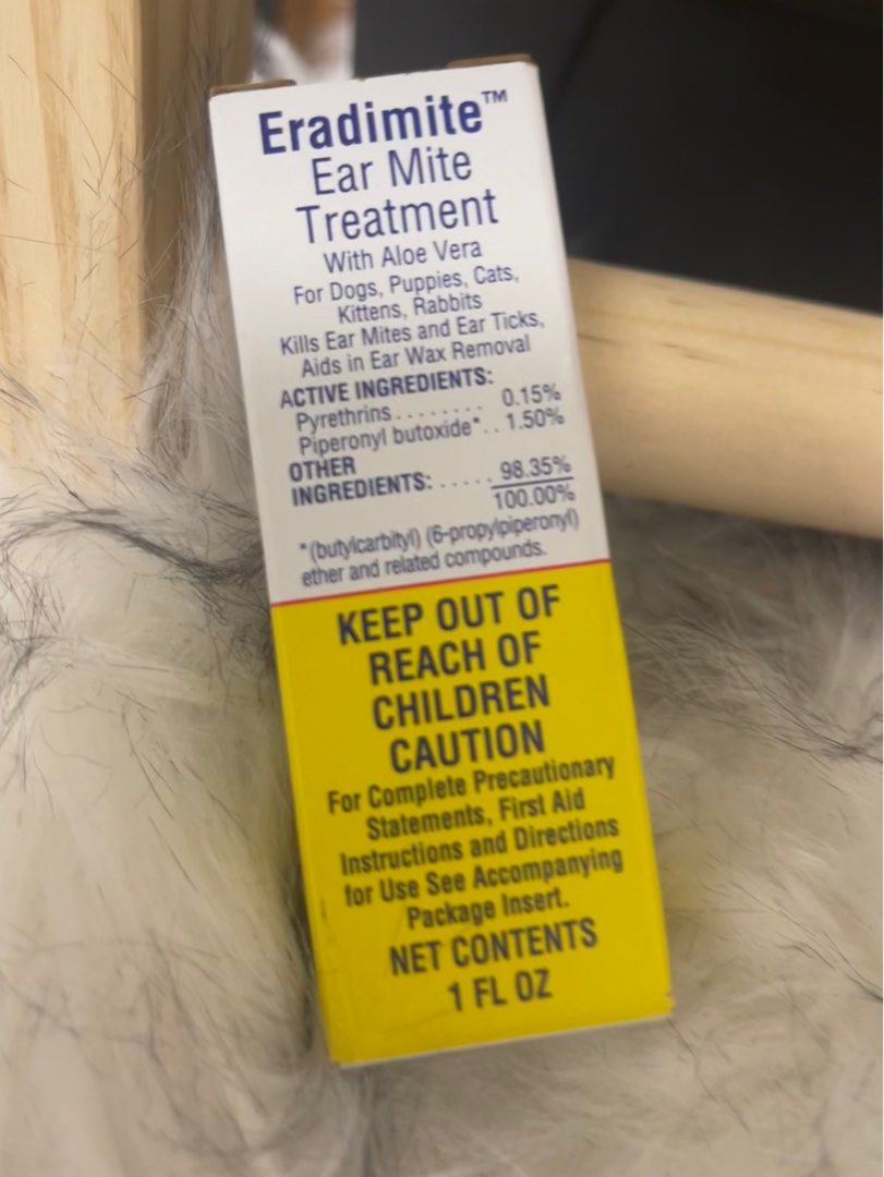 【寵物耳蟎耳發炎治療】 原裝進口美國輝瑞 Eradimite 犬貓耳蟎液 29ml, 寵物用品, 寵物健康與美容 - Carousell