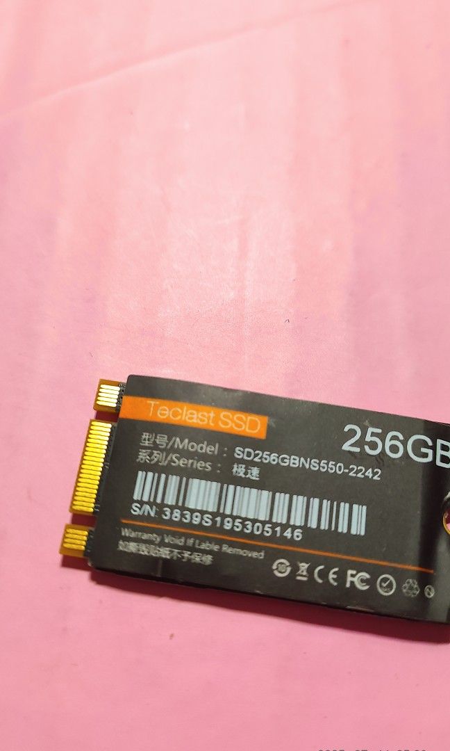 (先到先得) 二手貨品、TECLAST SSD 256GB NGFF M.2. SATA (SD256GBNS550-2242)實物圖片(只此 ...