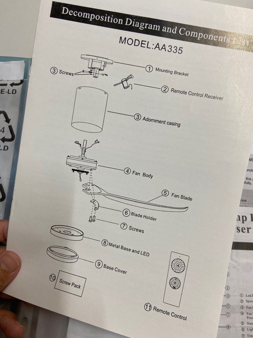Aeroair AA335 35 inch ceiling fan with 24W Tri colour LED light ...