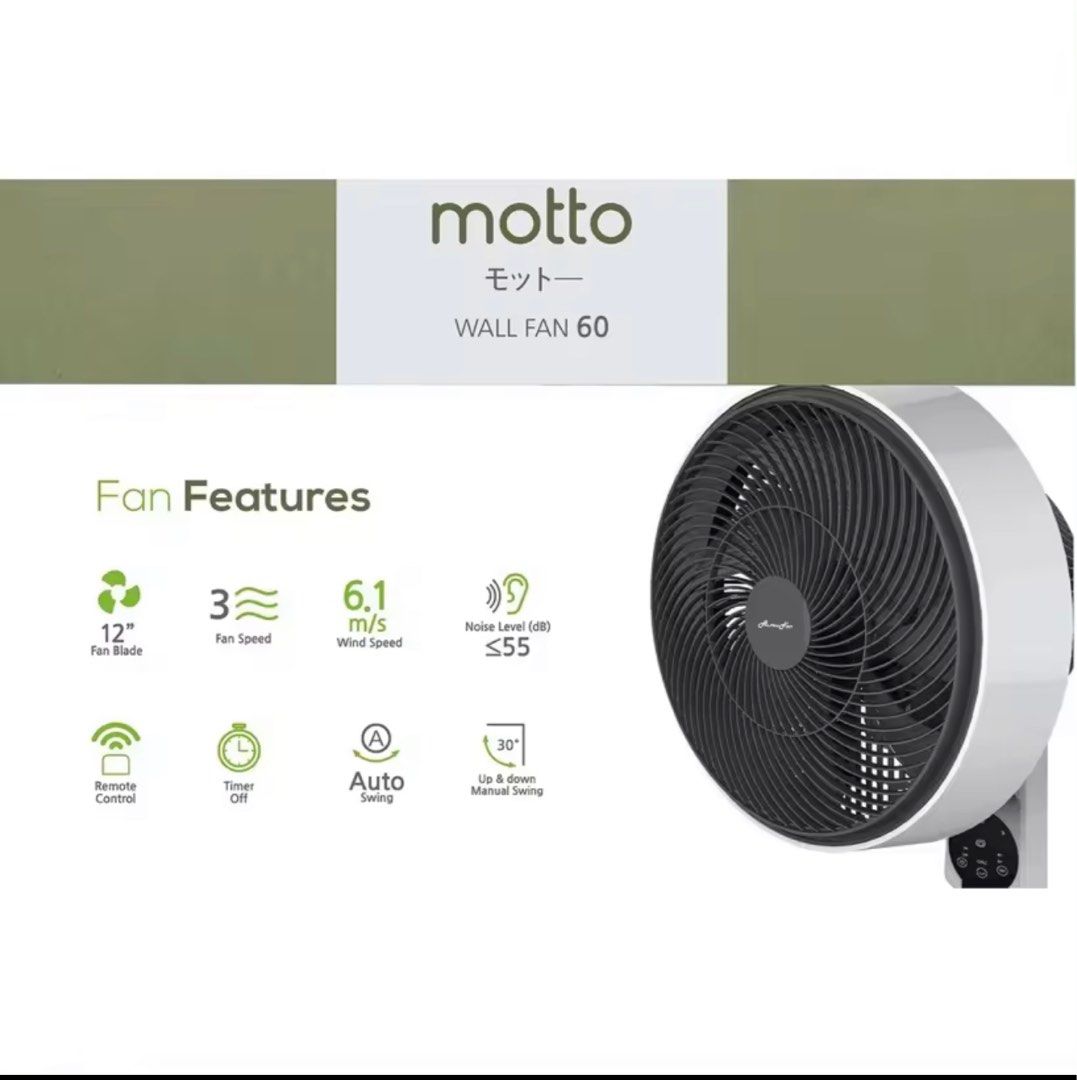 ALPHA MOTTO WF60/12 WALL FAN 12 inch, Furniture & Home Living, Lighting ...