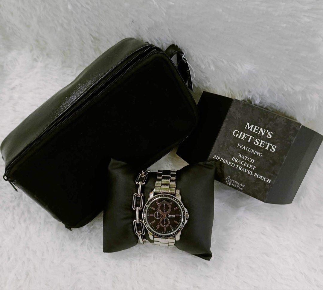 American Exchange Men's Watch Gift Set American Exchange Men's Silver ...