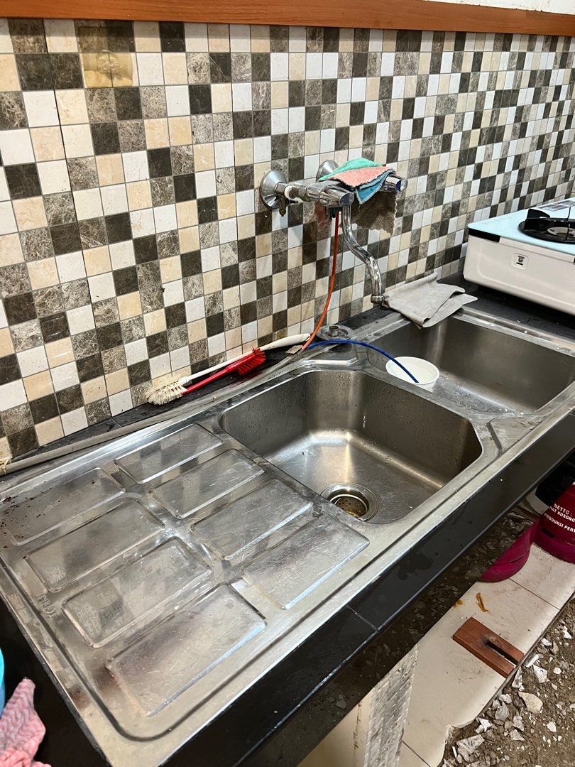 Bak cuci piring sink 2 lubang beserta kran air kohler, Kitchen ...