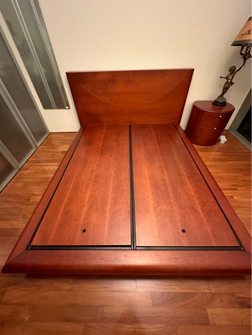 Bed Frame (Queen, Cherry Wood), Furniture & Home Living, Furniture, Bed ...