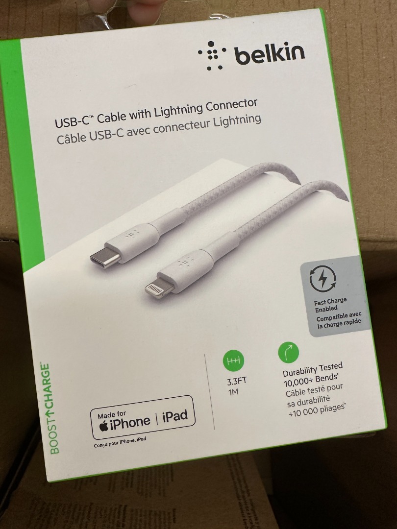 Belkin Braided USB C to Lightning Cable - 1 meter, Mobile Phones ...