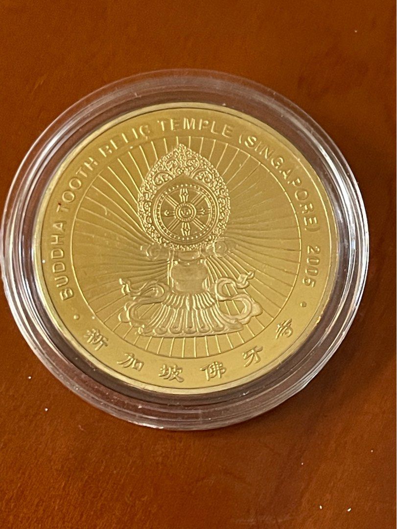 Blessed Authentic Dharmachakra Gold Coin - Buddha Tooth Relic Singapore ...