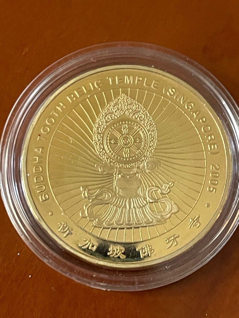 Blessed Authentic Dharmachakra Gold Coin - Buddha Tooth Relic Singapore ...
