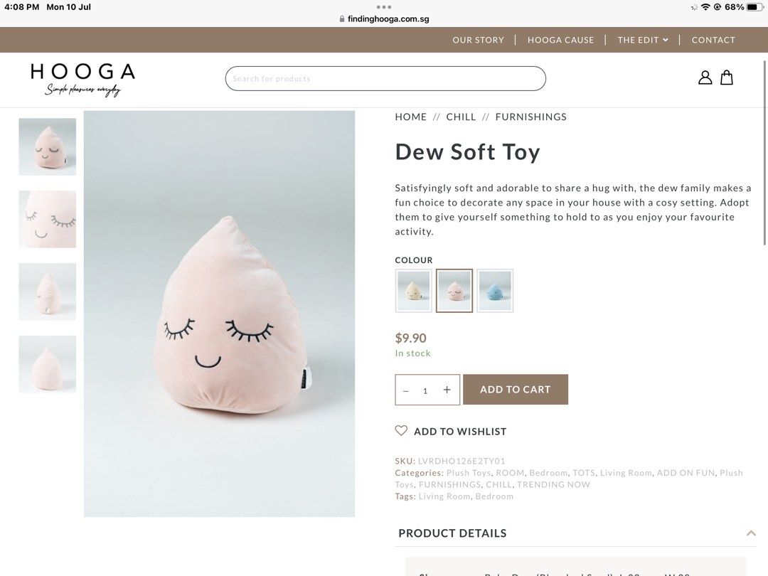 blush pink hooga plush, Babies & Kids, Infant Playtime on Carousell