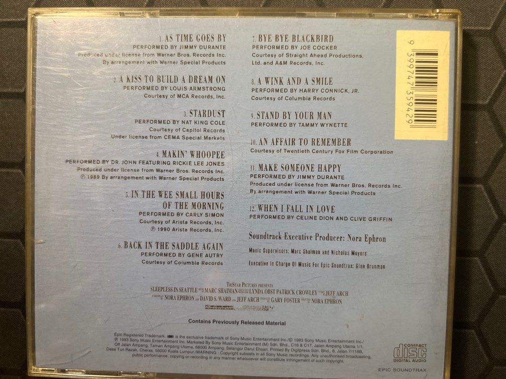 CD SLEEPLESS IN SEATTLE, Hobbies & Toys, Music & Media, CDs & DVDs on ...