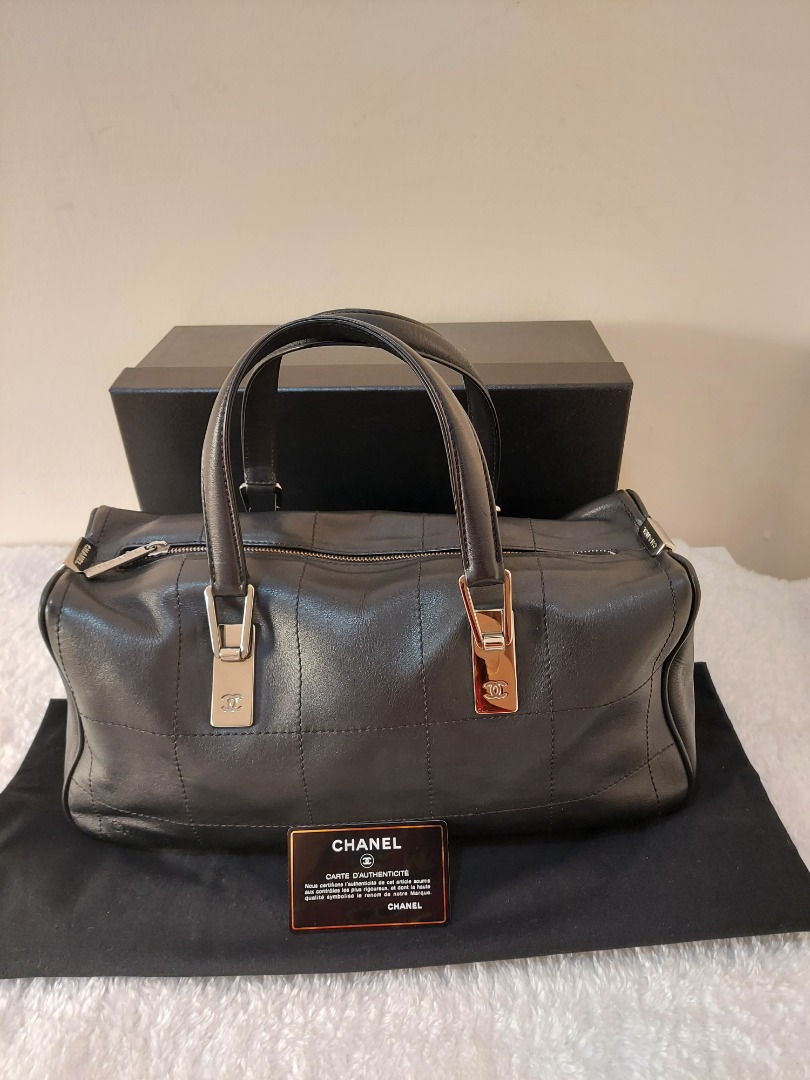 CHANEL Boston crafted from stitched quilted black leather bag, Luxury ...