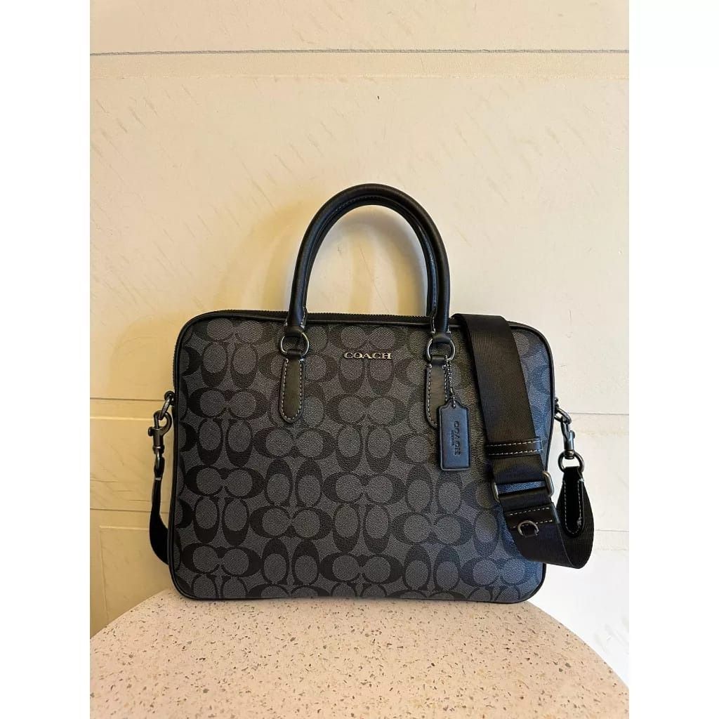 Coach Liam Compact Brief In Signature Canvas (Men Crossbody Sling ...