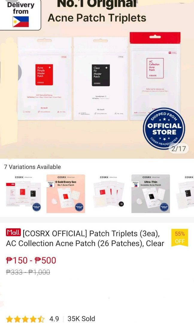 [COSRX OFFICIAL] Pimple patch AC Collection Acne Patch, Beauty & Personal Care, Face, Face Care ...