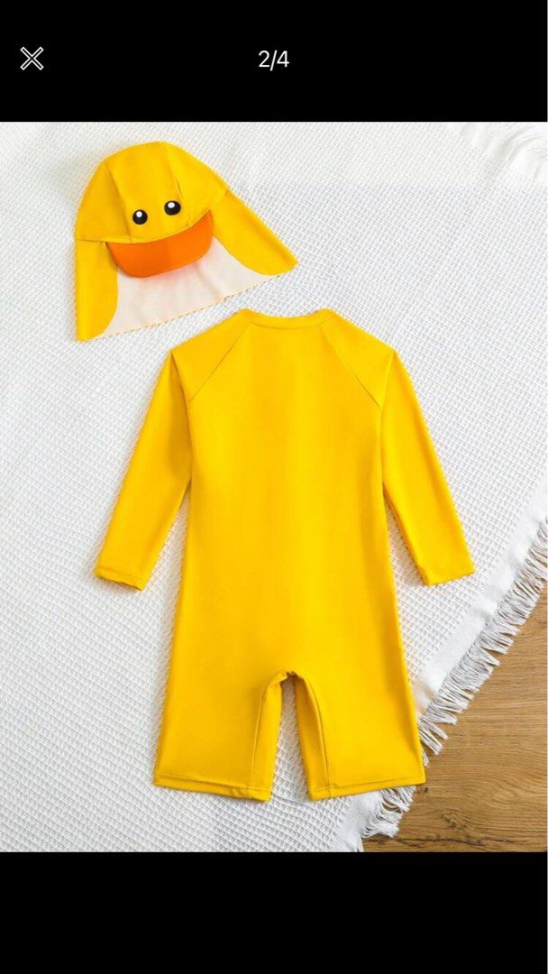 Cute Duck Swimwear with Cap on Carousell