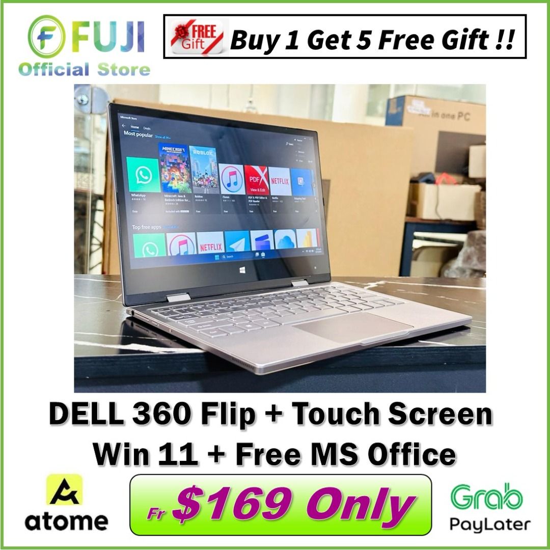 Dell 360 Flip Touch Screen Laptop - 4GB RAM - SSD Drive - 12 Inch Touch ...