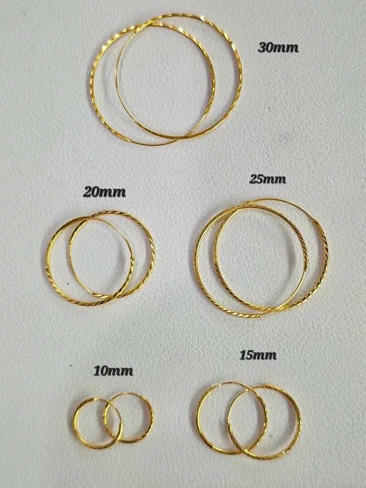 Diacut Design Loop Earrings Saudi Gold 18 K ‼️ All sizes now available ...