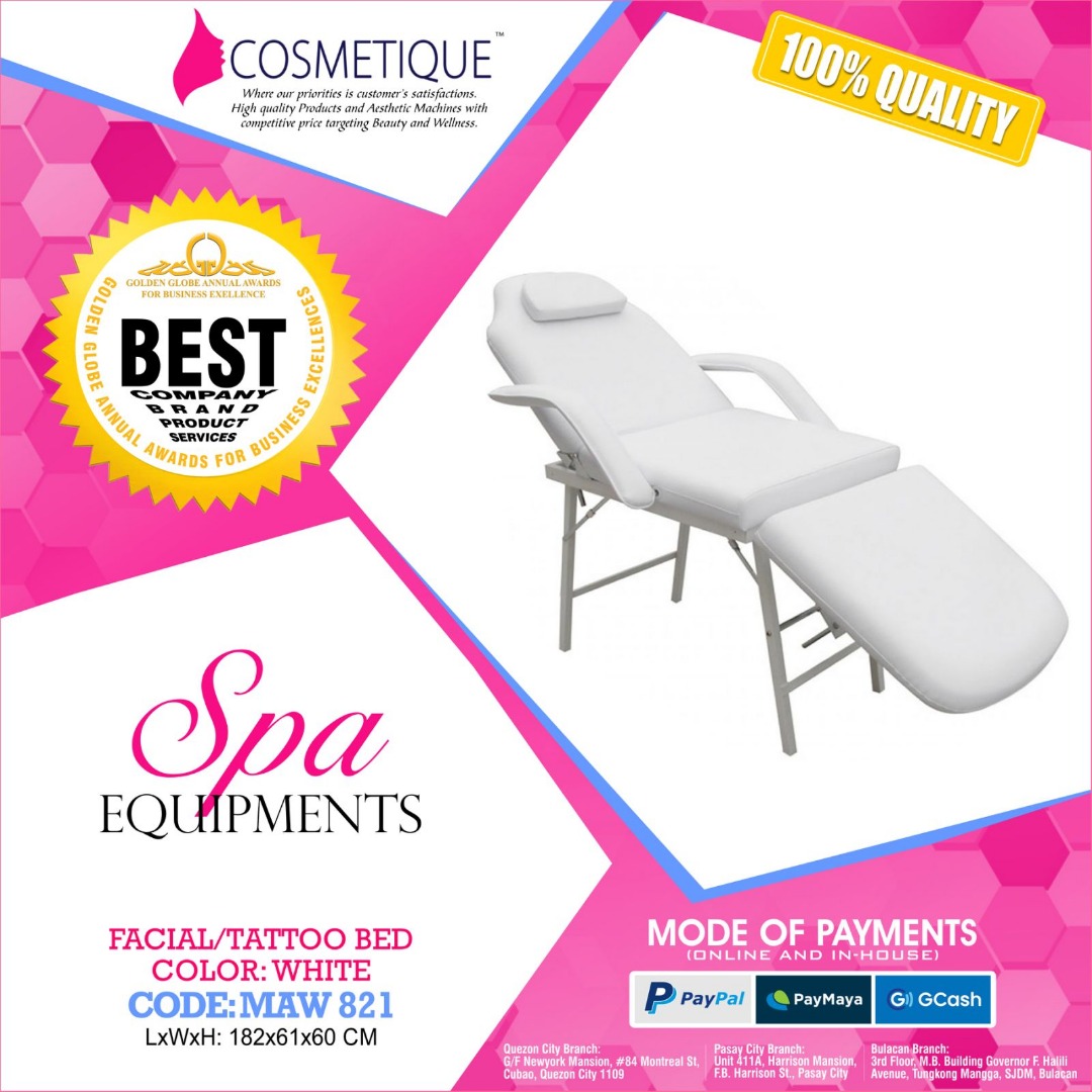 Foldable White Facial & Tattoo Bed, Furniture & Home Living, Furniture ...