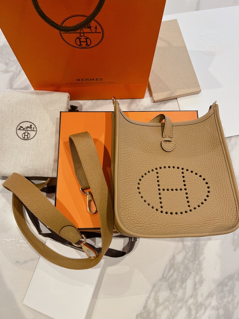 Hermes Mini Evelyn - Biscuit color, Luxury, Bags & Wallets on Carousell