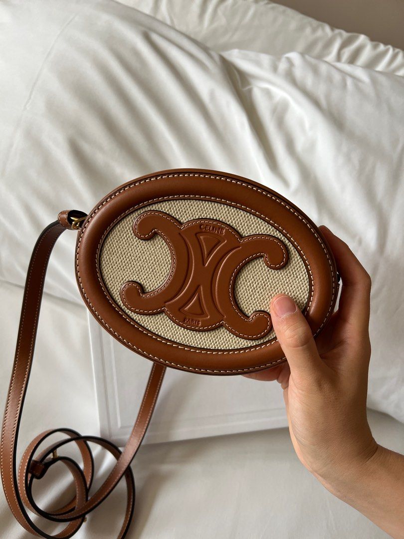 INSTOCK! CELINE OVAL CROSSBODY CUIR TRIOMPHE IN TEXILE AND CALFSKIN ...